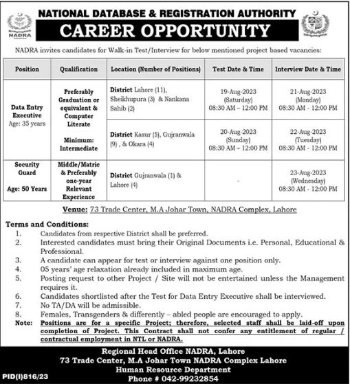 National Database and Registration Authority Hiring Males and Females ...